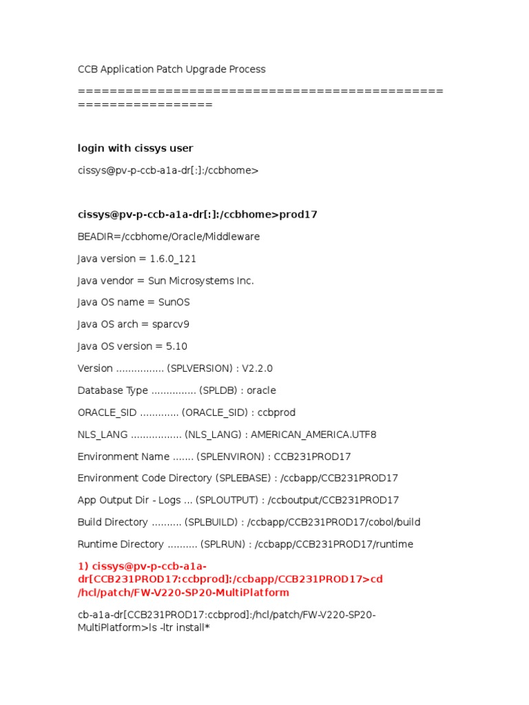 CCB Patch Upgrade Process | PDF