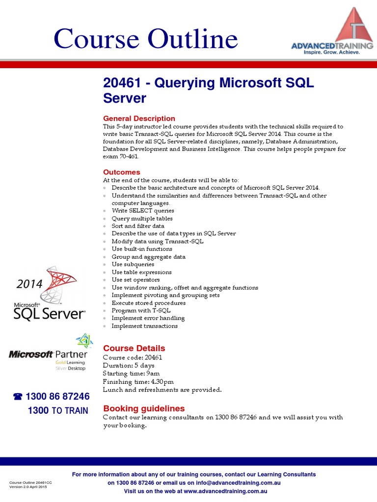 Querying Microsoft SQL Server 2014 | PDF | Microsoft Sql Server | Database Transaction