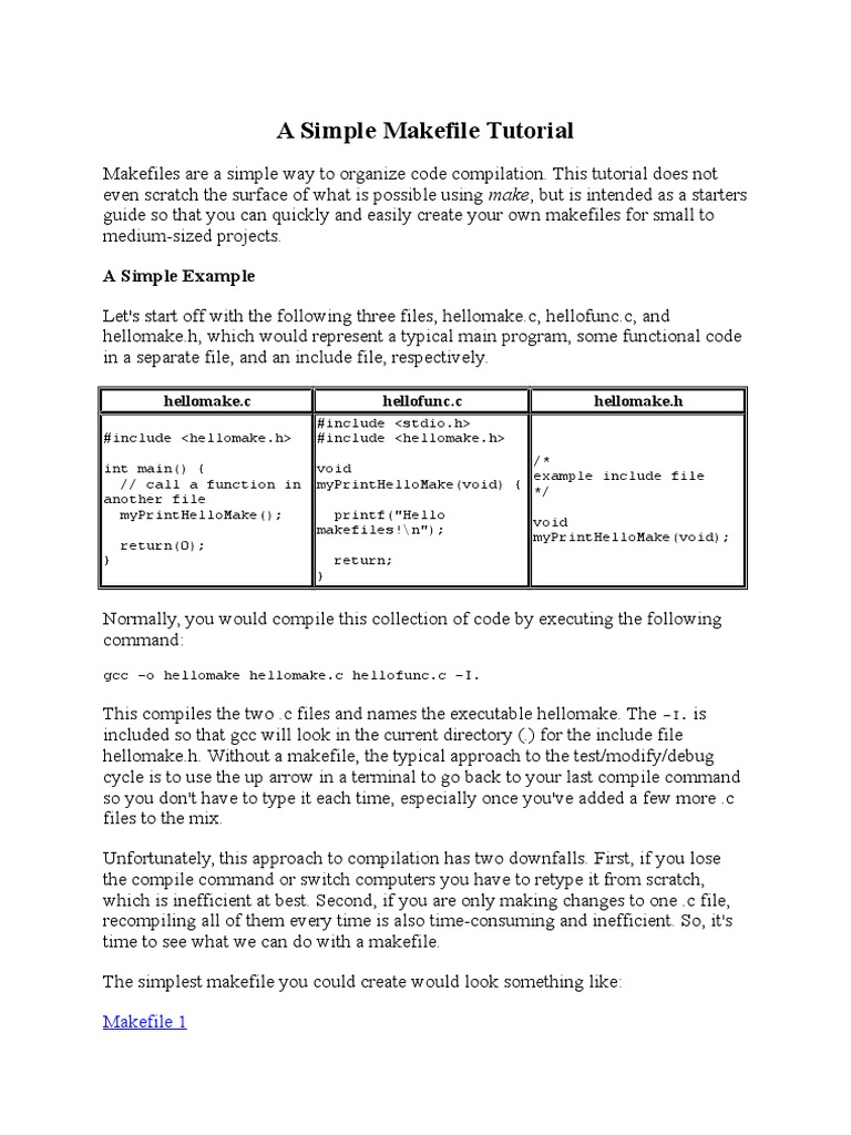 A Simple Makefile Tutorial | PDF