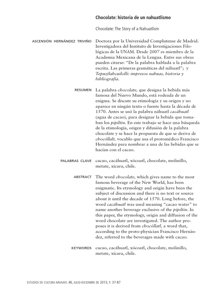 Chocolate PDF | PDF | Náhuatl | Mesoamérica