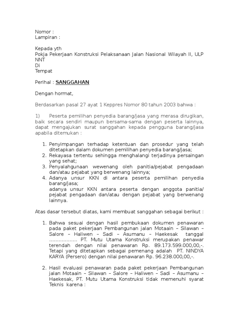 Surat Sanggahan | PDF