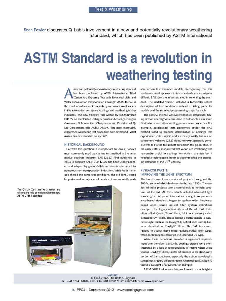 ASTM Standard Is A Revolution in Weathering Testing | PDF | Optical ...