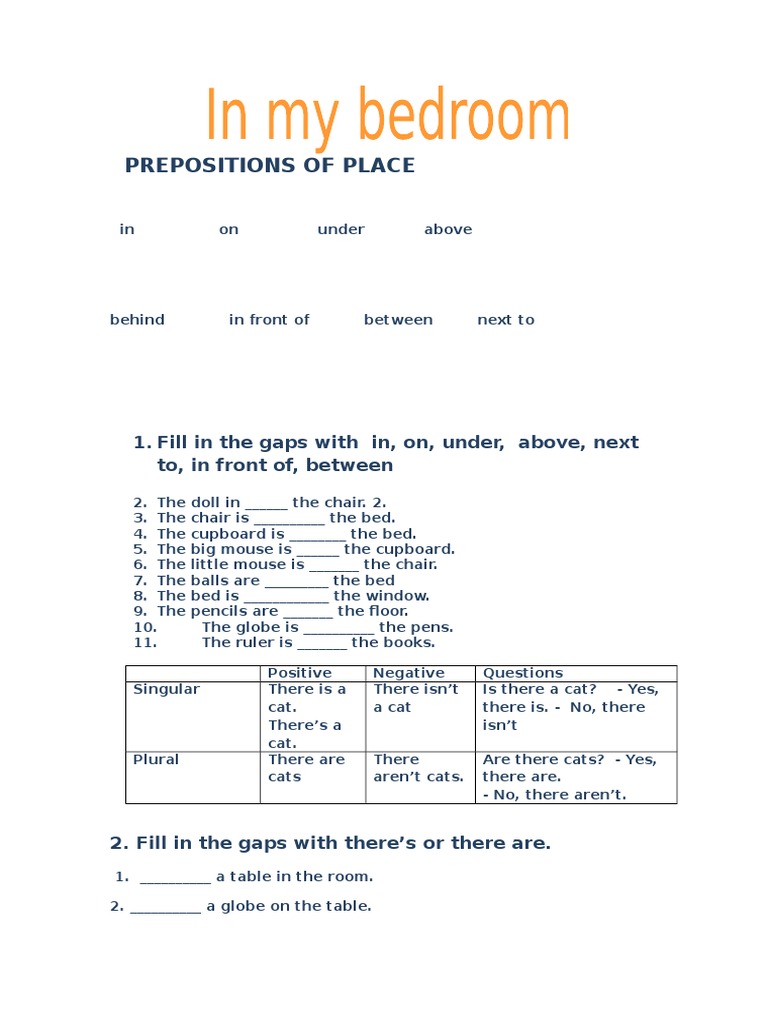 Prepositions of Place Exercises | PDF | Language Arts & Discipline