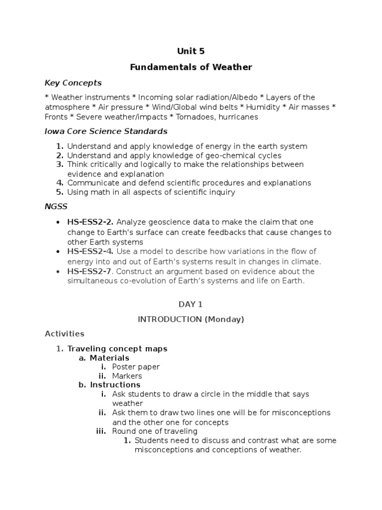 Unit 5 Fundamentals of Weather: Key Concepts | PDF | Weather | Climate