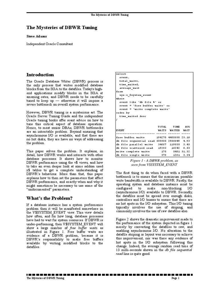Mystery of DBWR Tuning | PDF | Cache (Computing) | Operating System