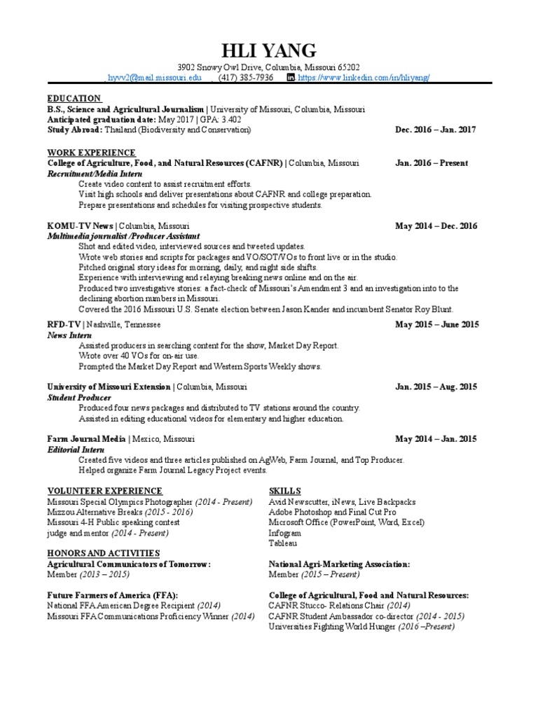 Hli Yang - Resume | PDF | Agriculture | Business