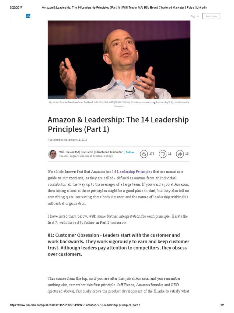 Amazon & Leadership - The 14 Leadership Principles (Part 1) - Will ...