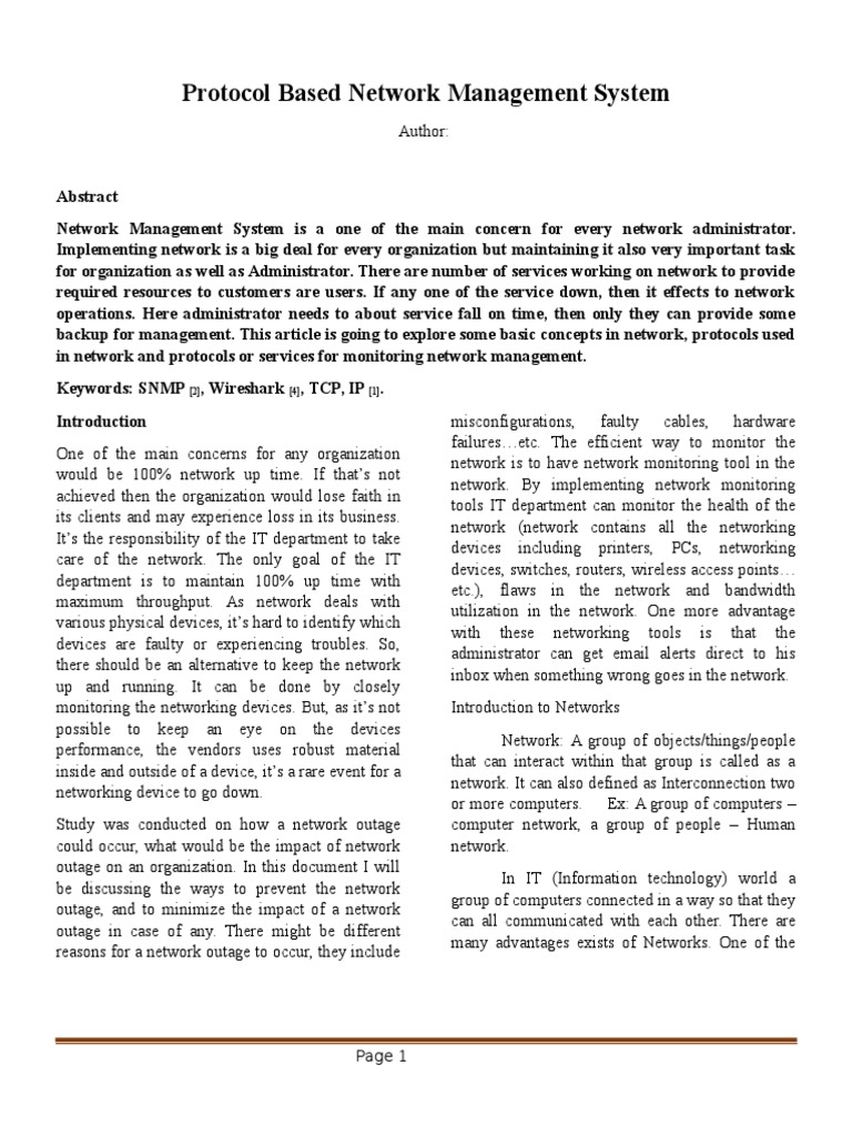 Protocol Based Network Management System | PDF | Computer Network ...