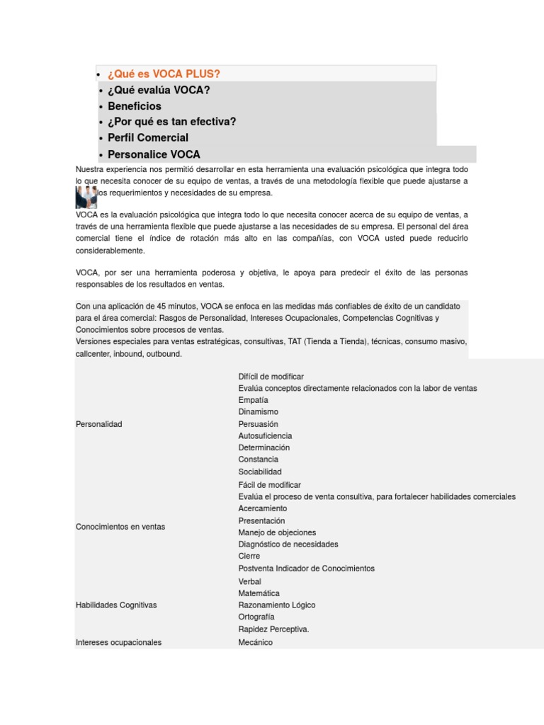 Qué Es Voca Plus | PDF | Evaluación | Toma de decisiones