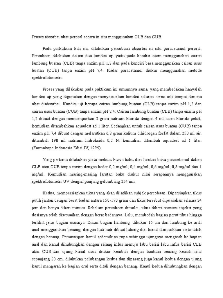 Absorbsi Obat Peroral dengan CLB dan CUB | PDF | Kesehatan Holistik