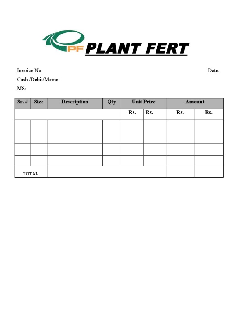 Plant Fertilizer Invoice Template | PDF | Games & Activities
