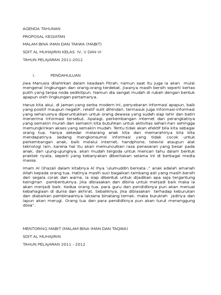 Contoh Proposal Mabit | PDF