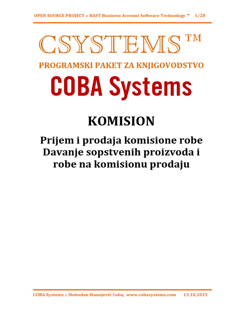 KOMISION Nabavka Prodaja Knjizenje | PDF