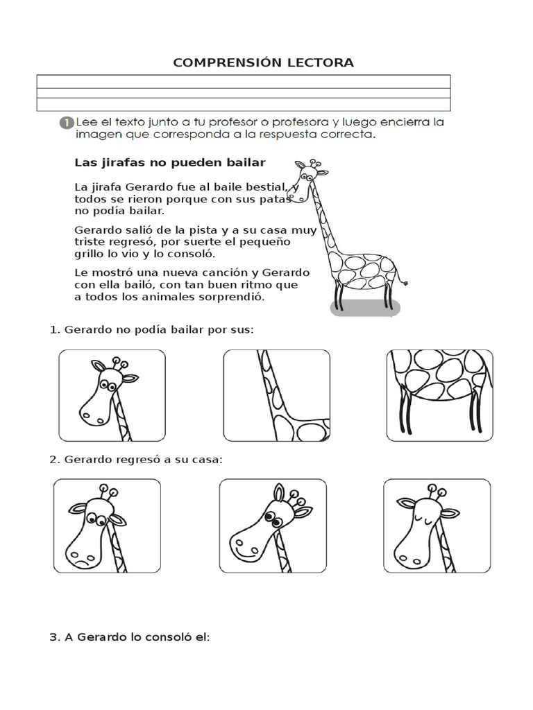 LEO Y COMPRENDO Las Jirafas No Pueden Bailar