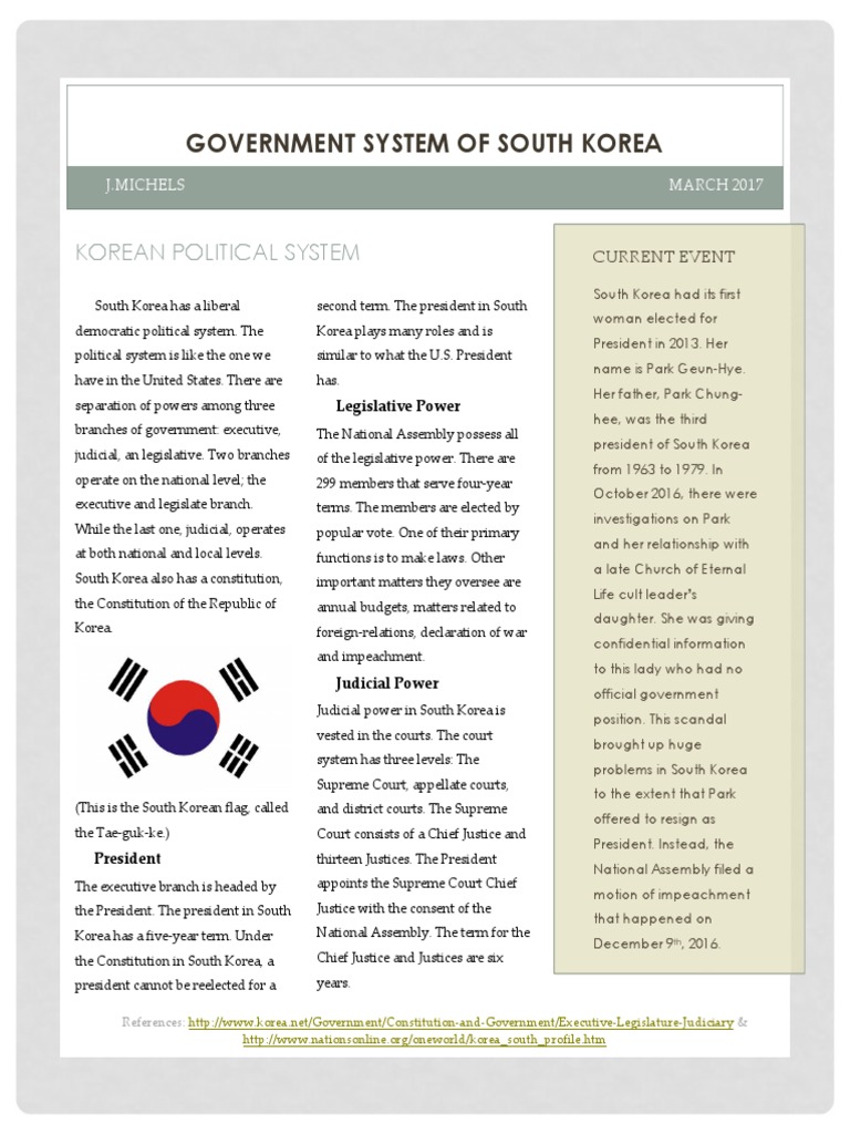 South Korea Political System | PDF | Presidents Of The United States ...