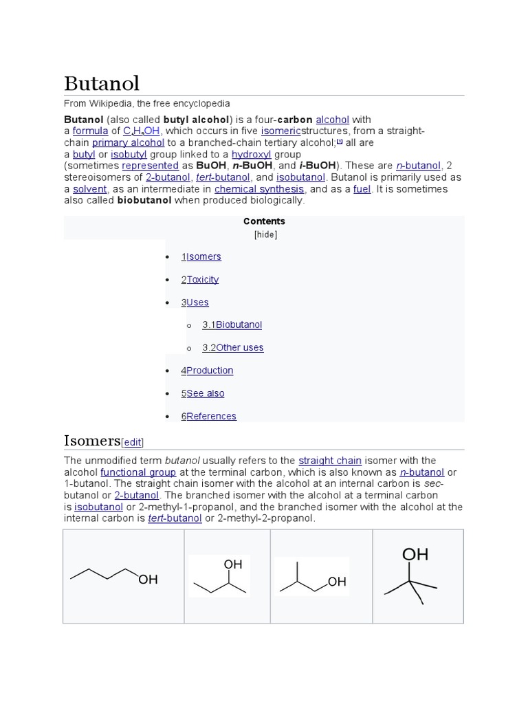 Butanol | Chemical Compounds | Chemical Substances
