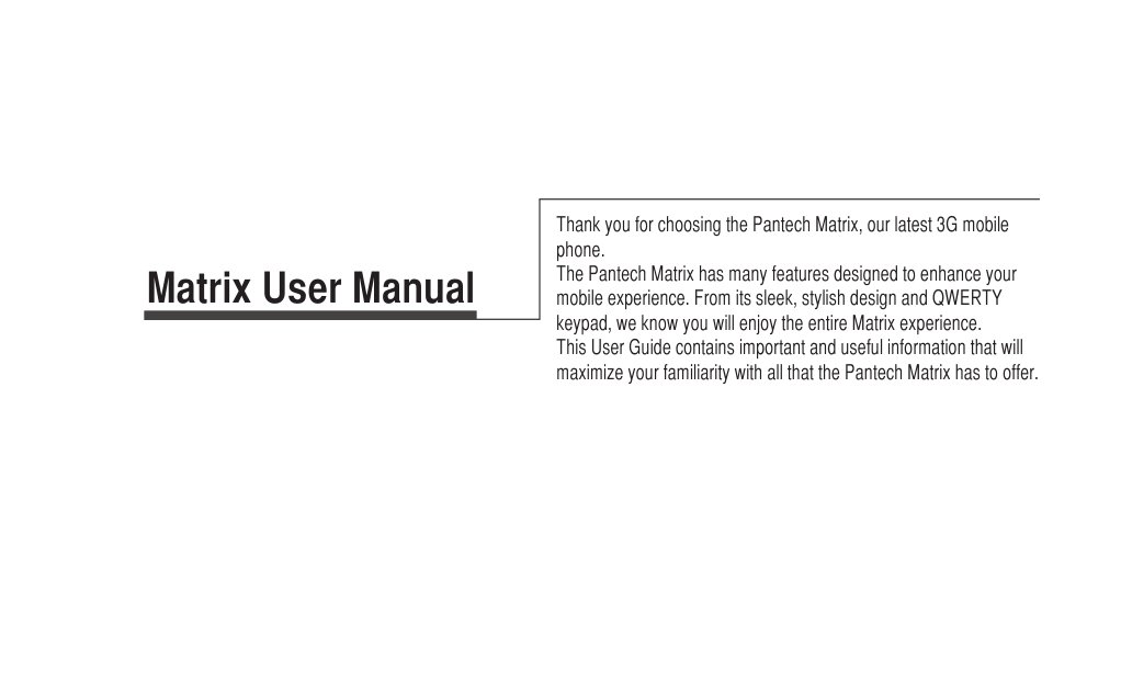 Matrix UserGuide en | PDF | Subscriber Identity Module | Menu (Computing)