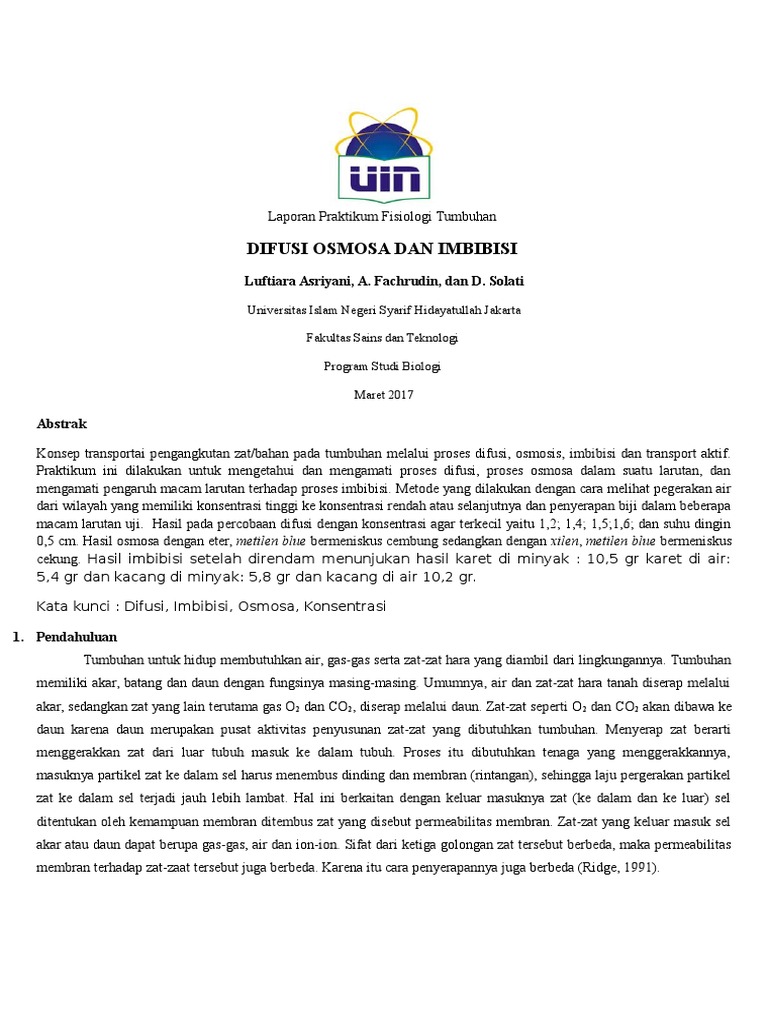Difusi Osmosa Imbibisi | PDF
