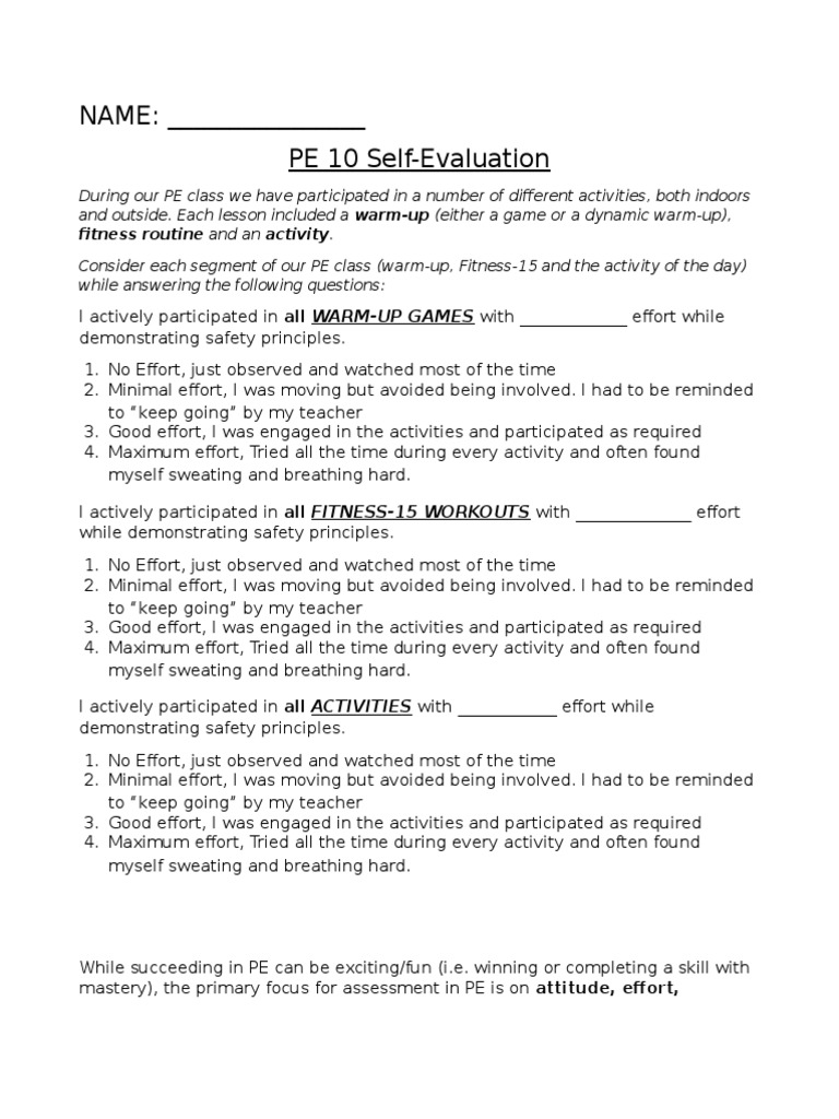 Self Evaluation | PDF | Cognition | Psychological Concepts