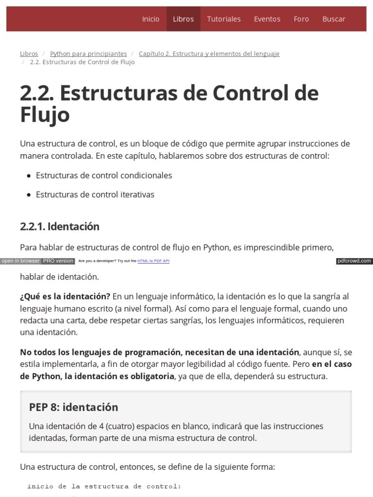 2.2. Estructuras de Control de Flujo | PDF | Python (lenguaje de ...