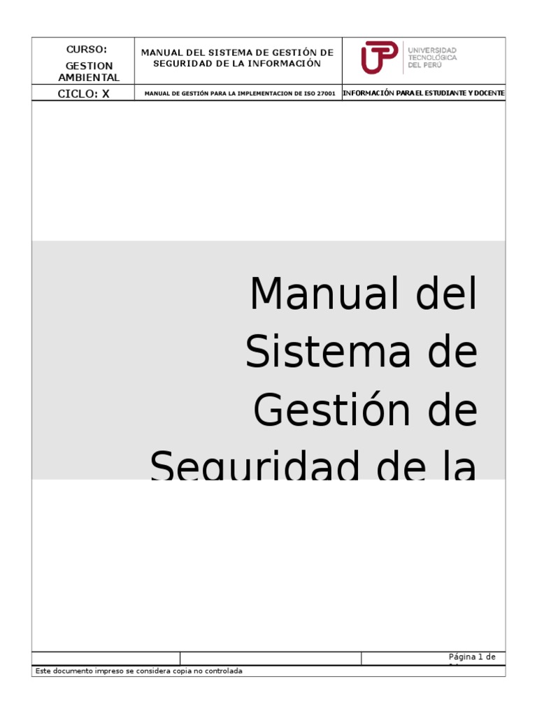 Manual de Implementacion Del Sistema de Gestion de Seguridad de La Informacion | PDF | Seguridad ...