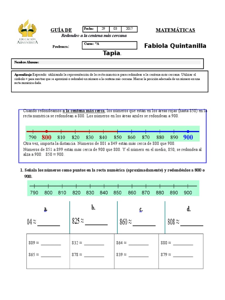 Redondeo A La Centena Más Cercana | PDF