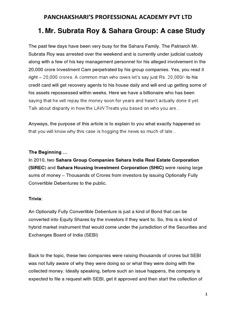 SEBI vs Sahara: A Legal Battle | PDF | Initial Public Offering ...