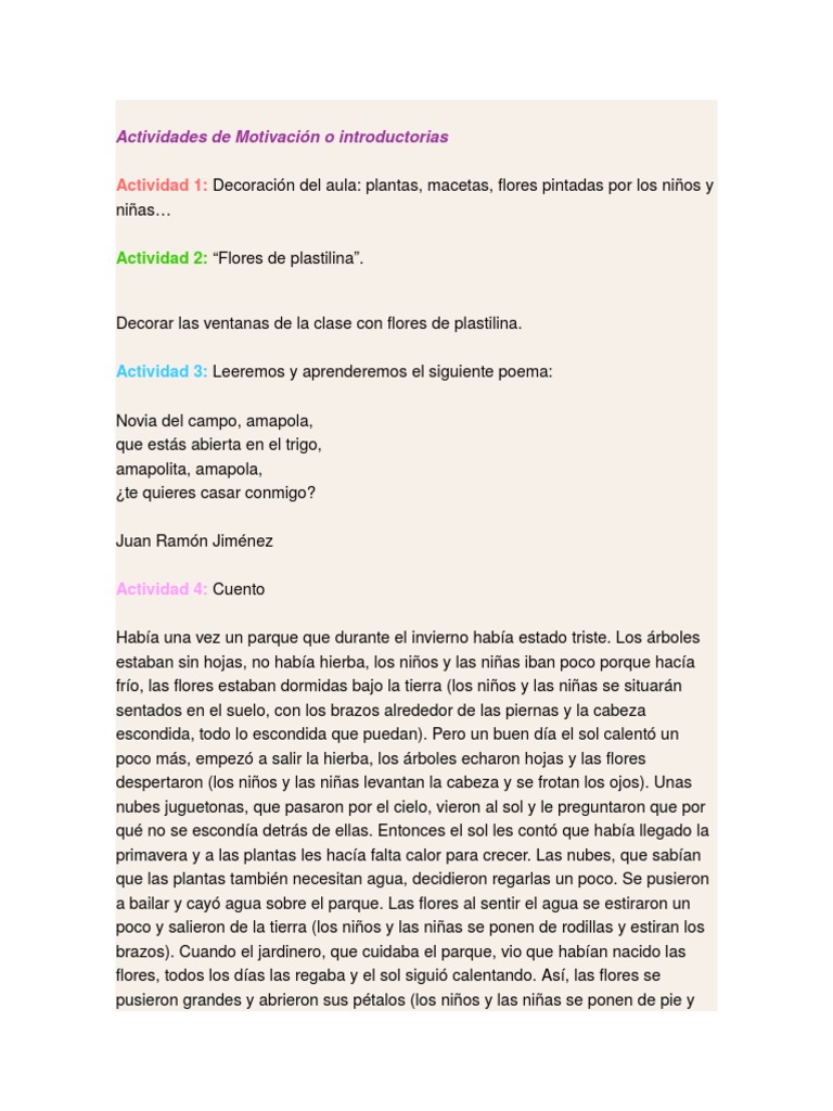 Actividades de Motivación para Primavera | PDF | Flores | Plantas