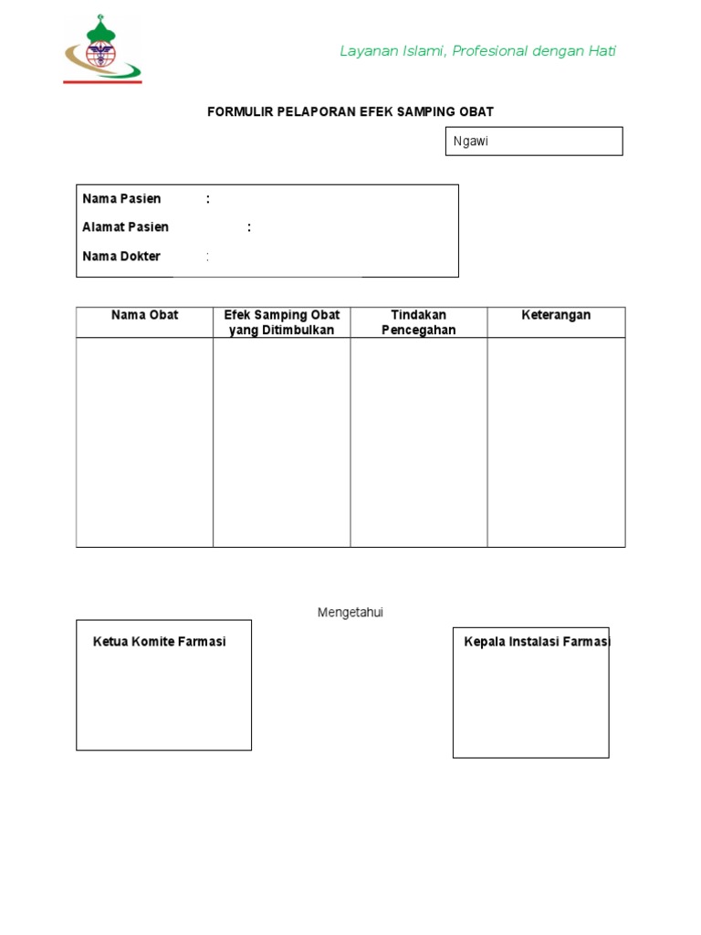 Formulir Pelaporan Efek Samping Obat | PDF