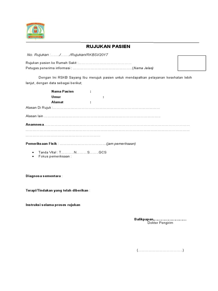 Formulir Rujukan Pasien RSKB 2017 | PDF