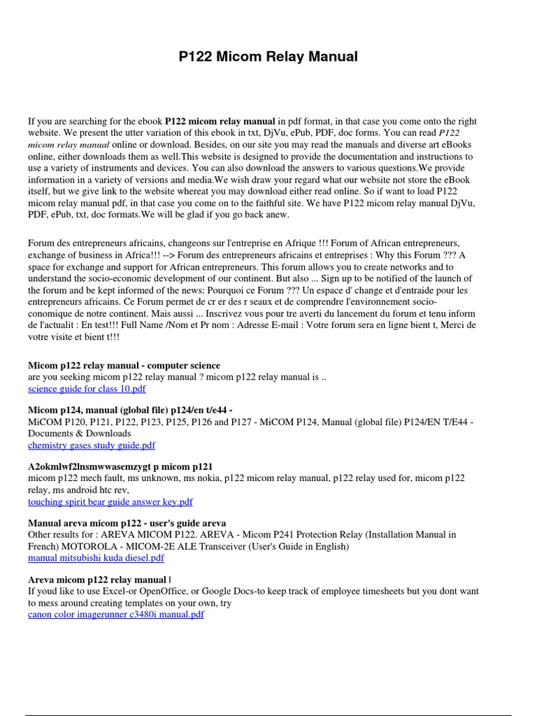 p122 Micom Relay Manual | PDF