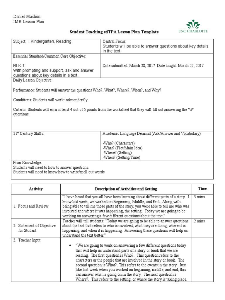 Daniel Machon Imblesson | PDF | Lesson Plan | Educational Psychology
