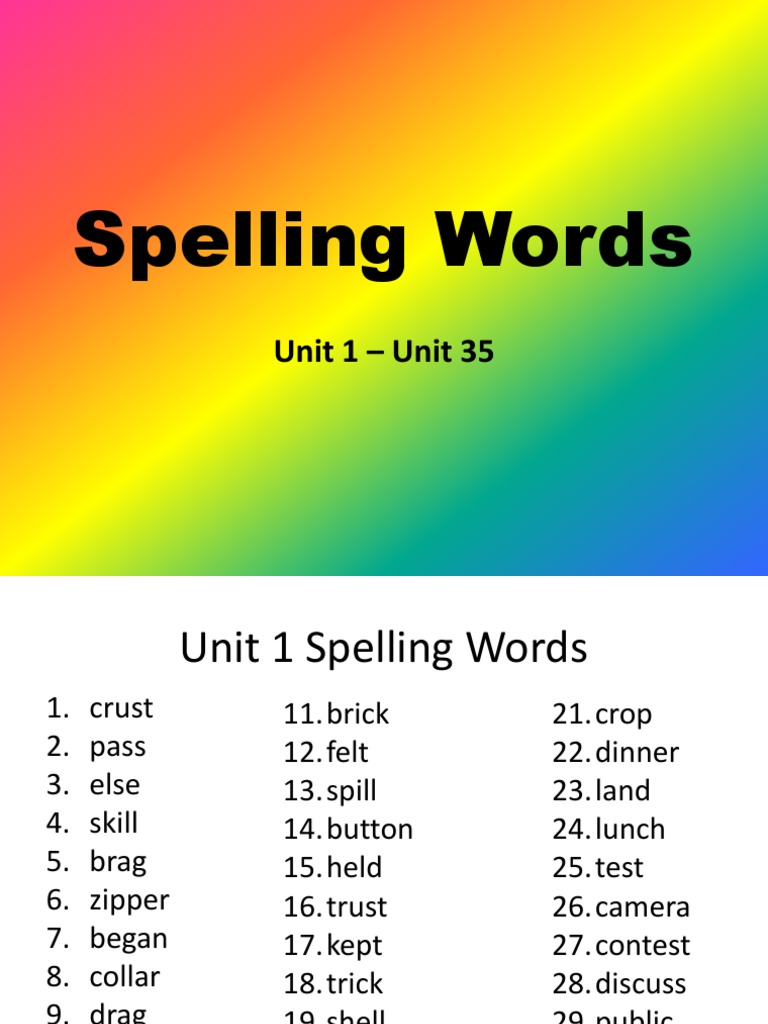 Spelling Words All Units | PDF | Linguistics | Languages