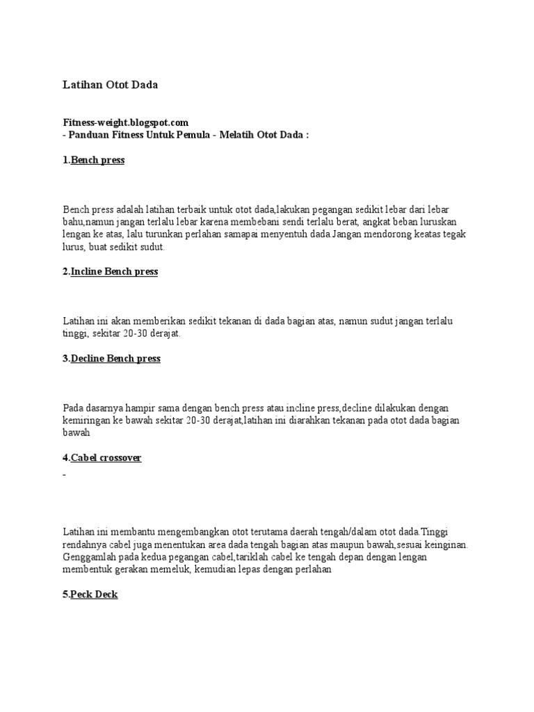 Latihan Otot Dada. | PDF