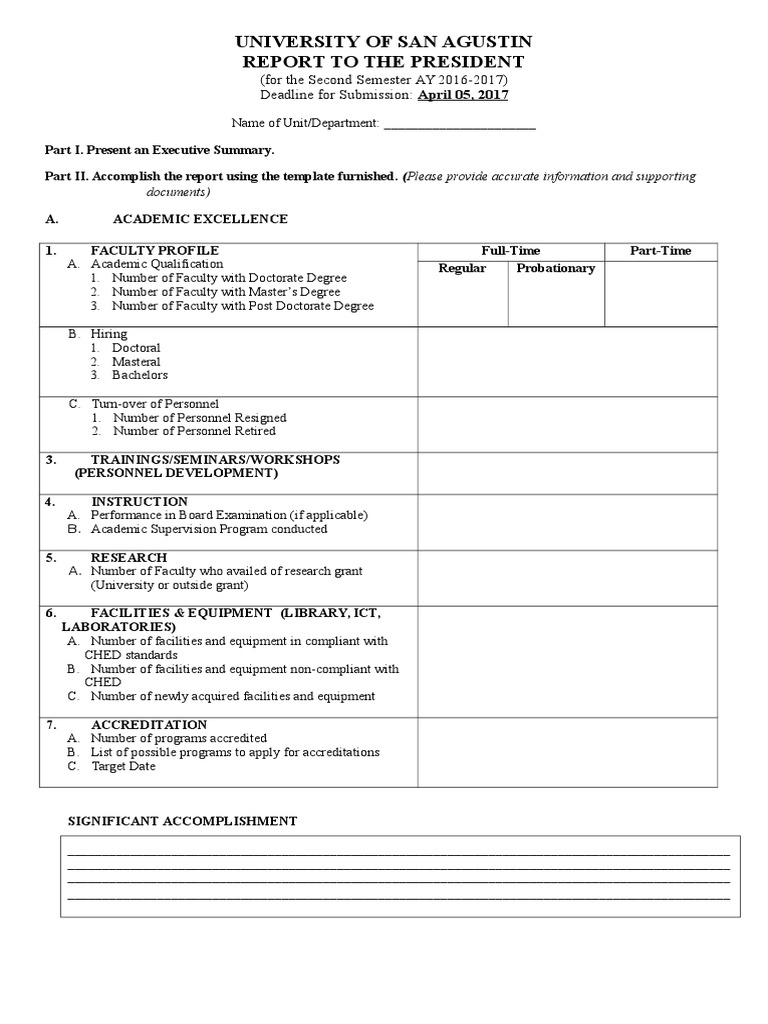 University of San Agustin Report To The President | PDF | Academic ...