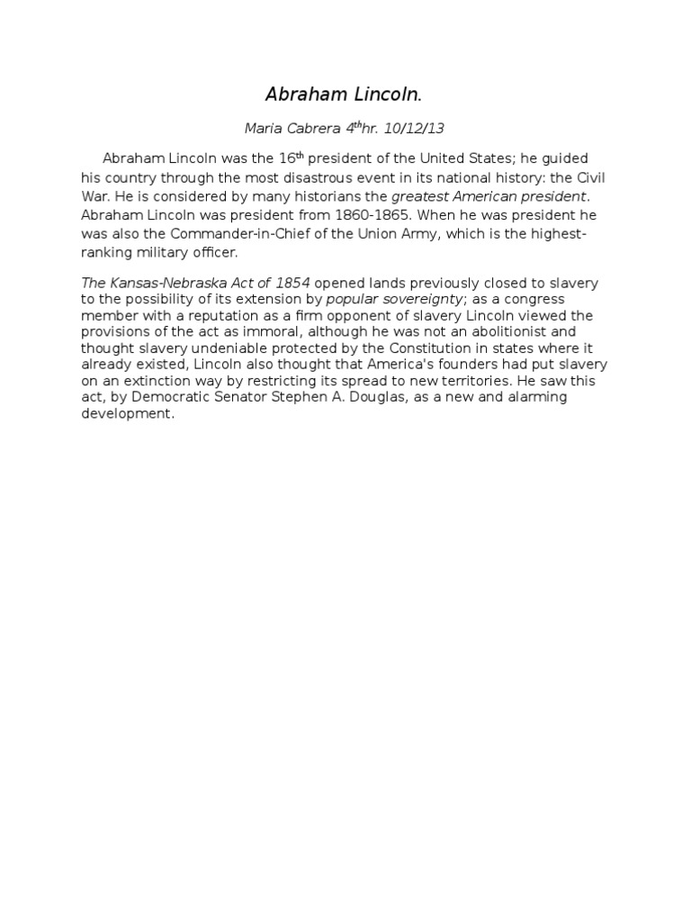 Abraham Lincoln | PDF | History