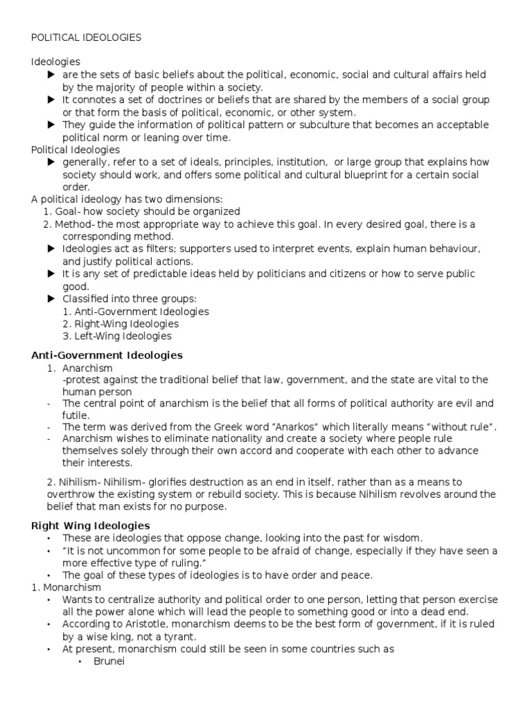 Political Ideologies | PDF | Capitalism | Ideologies