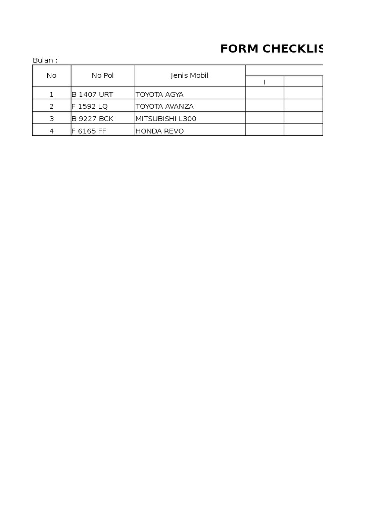 Form Service Kendaraan | PDF