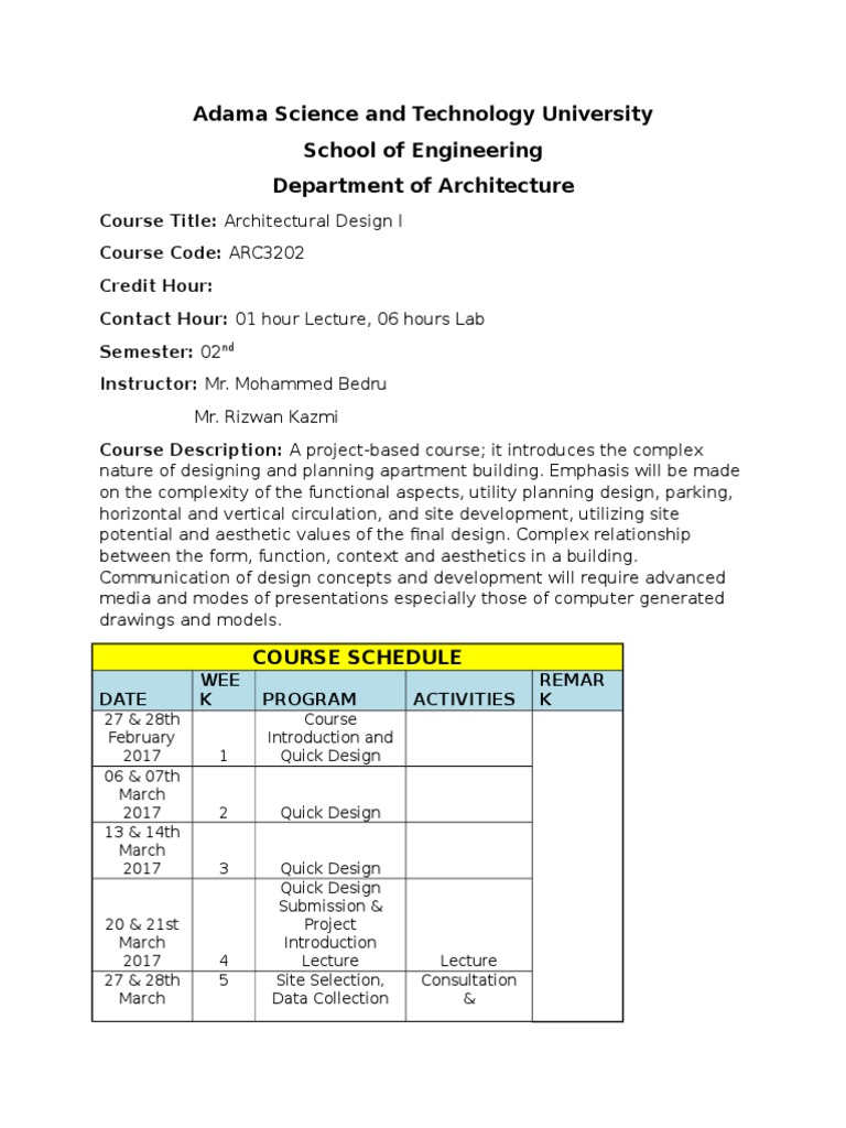 Adama Science and Technology University School of Engineering ...