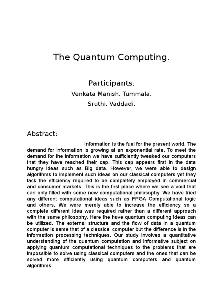 The Quantum Computing | PDF