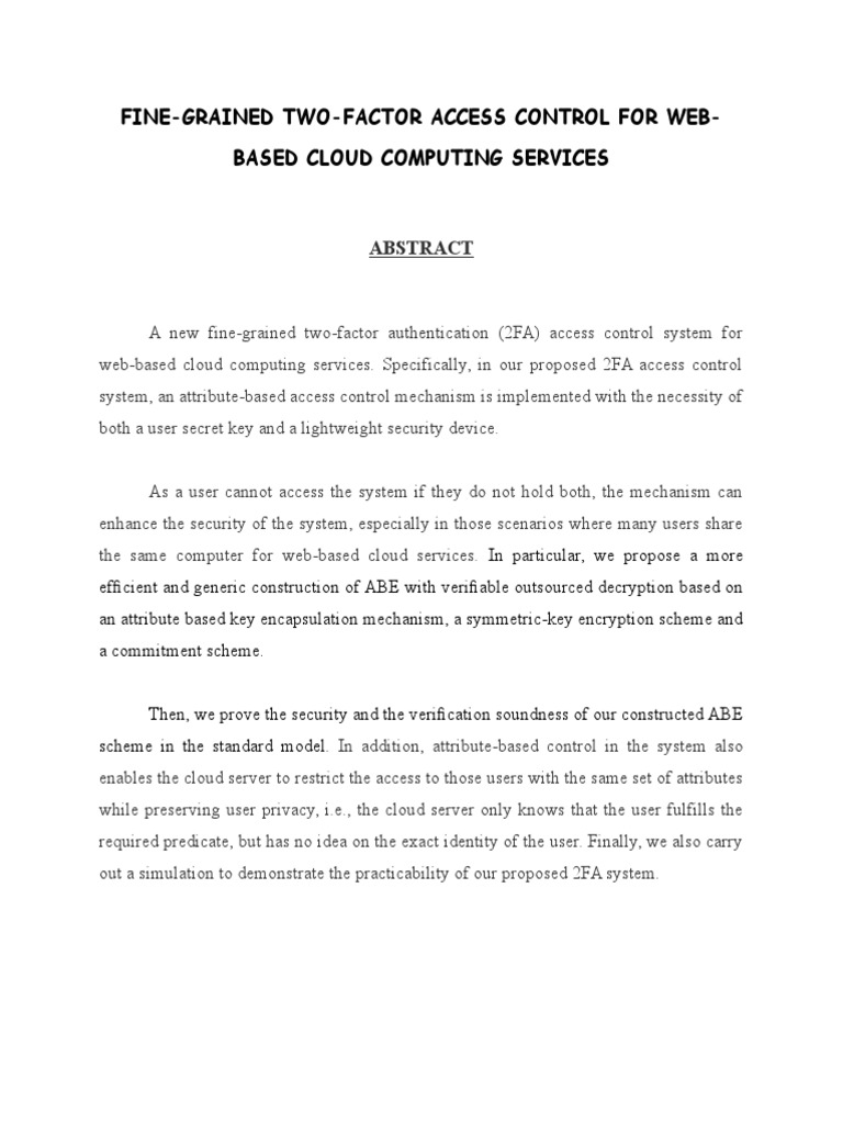 Fine-Grained Two-Factor Access Control For Web-Based Cloud Computing Services | PDF