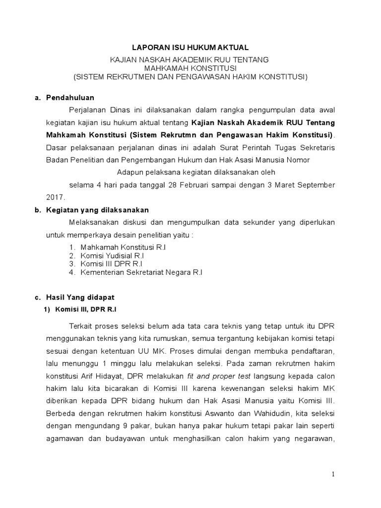 Contoh Laporan Perjalanan Dinas | PDF