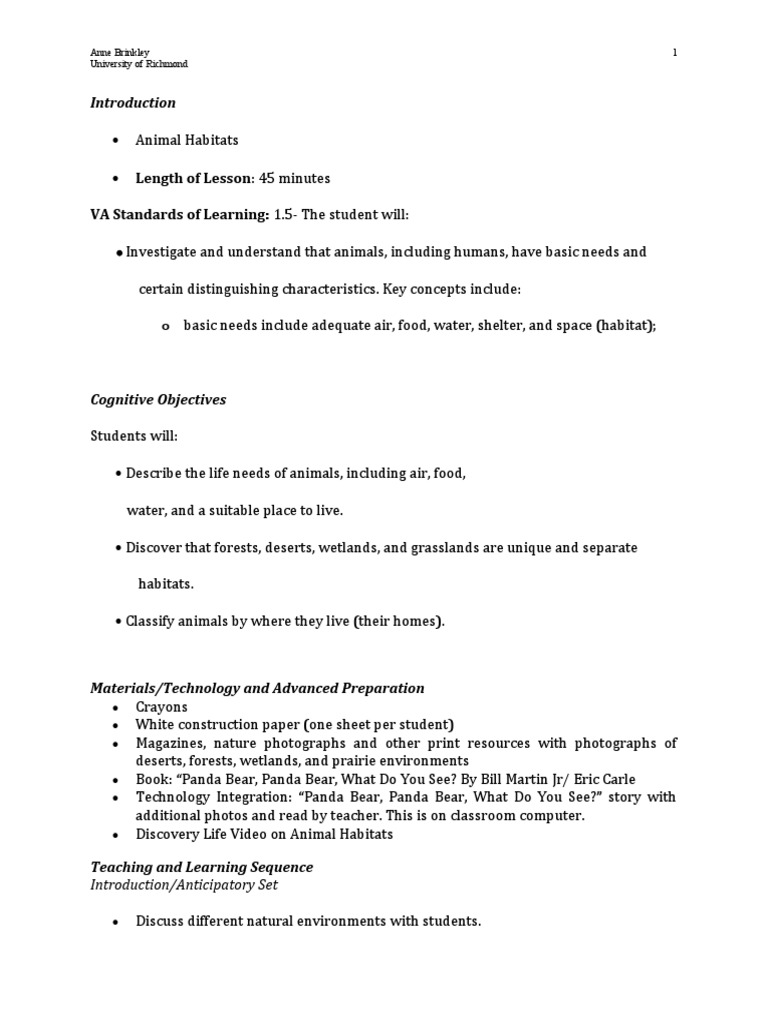 VA Standards of Learning: 1.5-The Student Will:: Introduction ...