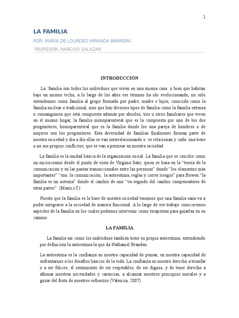 Ensayo de La Familia | PDF | Familia | Amor