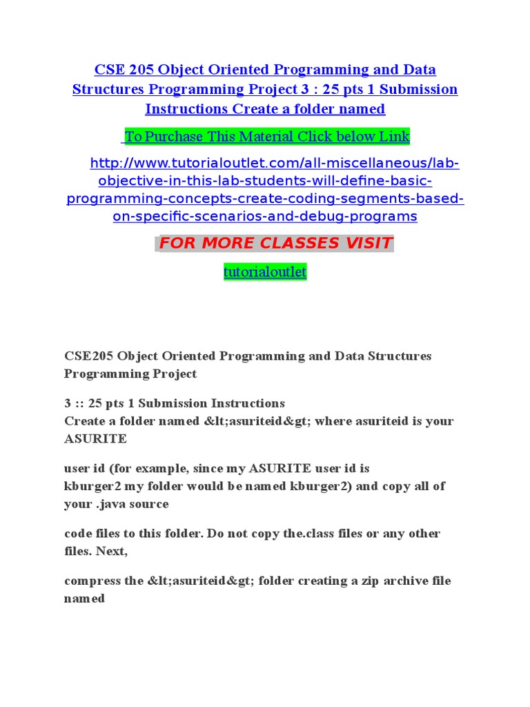 CSE 205 Object Oriented Programming and Data Structures Programming Project 3 25 Pts 1 ...