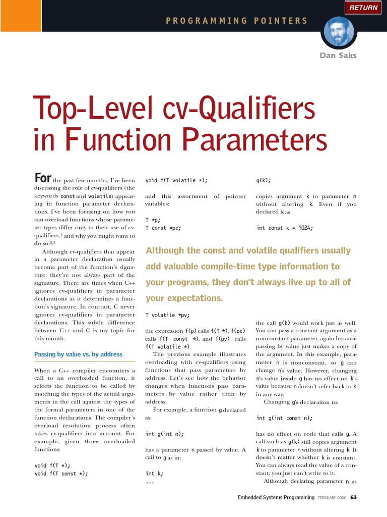 C++ Top-Level cv-Qualifiers Explained | PDF | Parameter (Computer ...