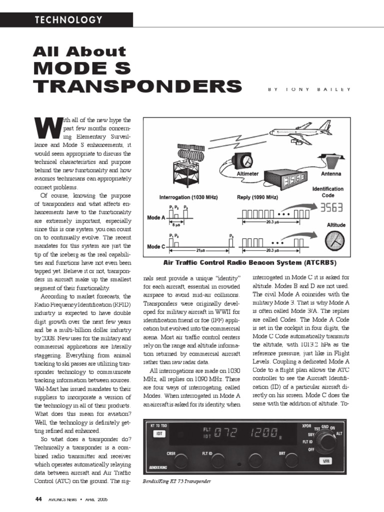 MODE S Transponders | PDF | Transponder (Aeronautics) | Aeronautics