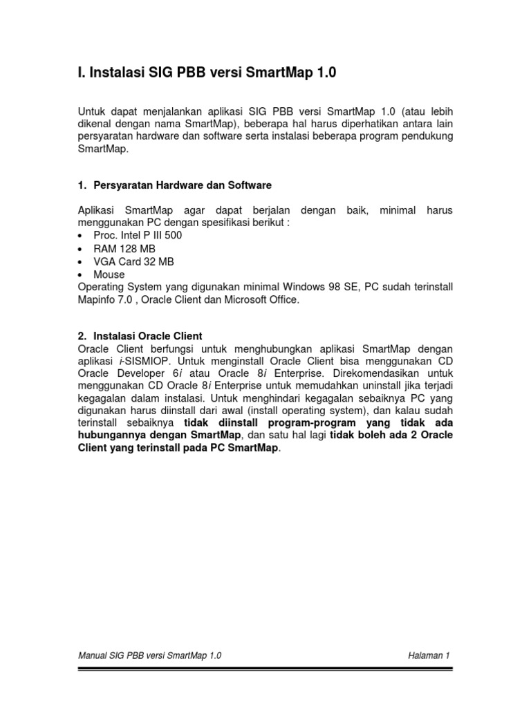 Instalasi SIG PBB SmartMap 1.0 | PDF
