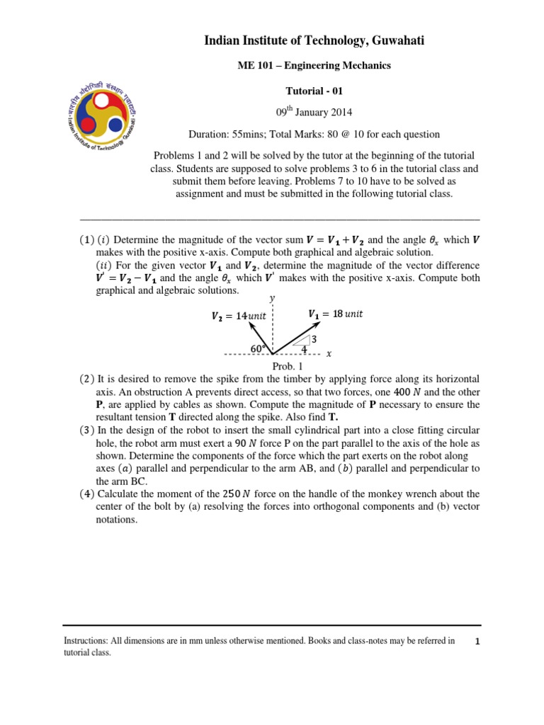 ME101 Tutorial 01 | PDF