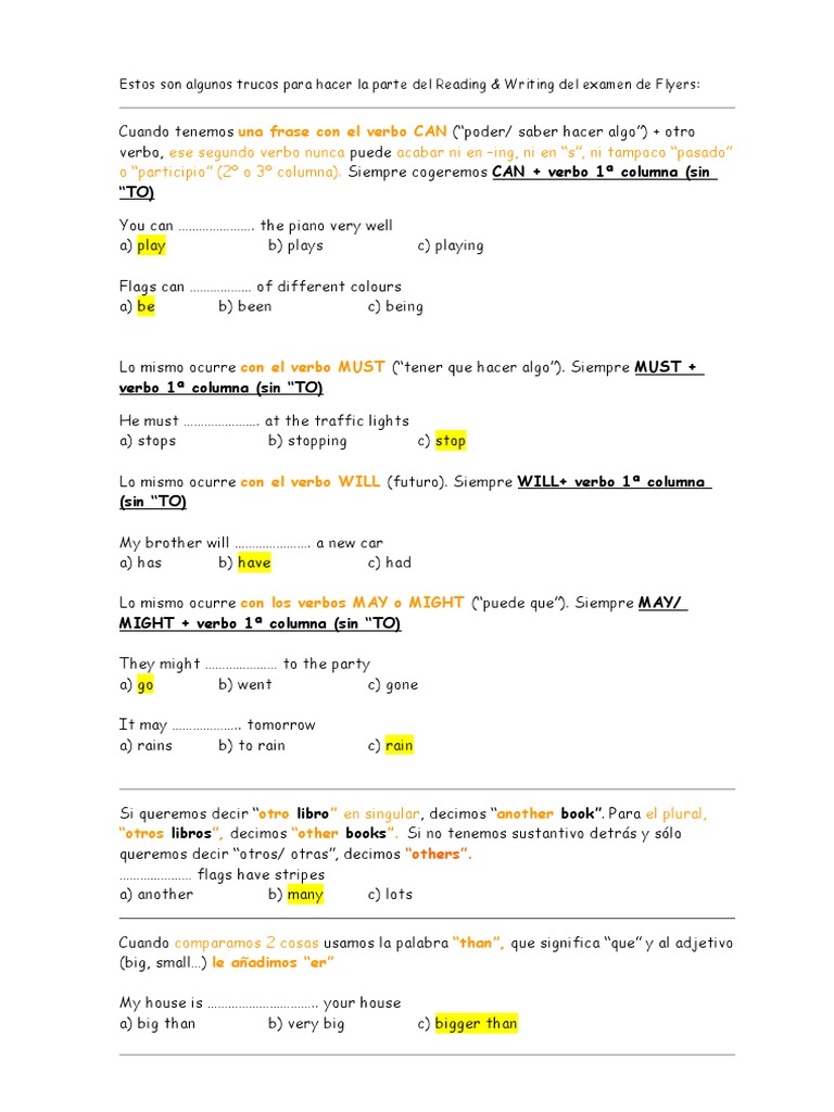 Flyers Exam Tips | PDF